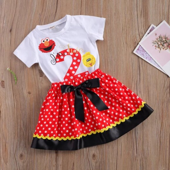 boutique | Matching Sets | Elmo Dress Girl Skirt Top Sesame Street ...